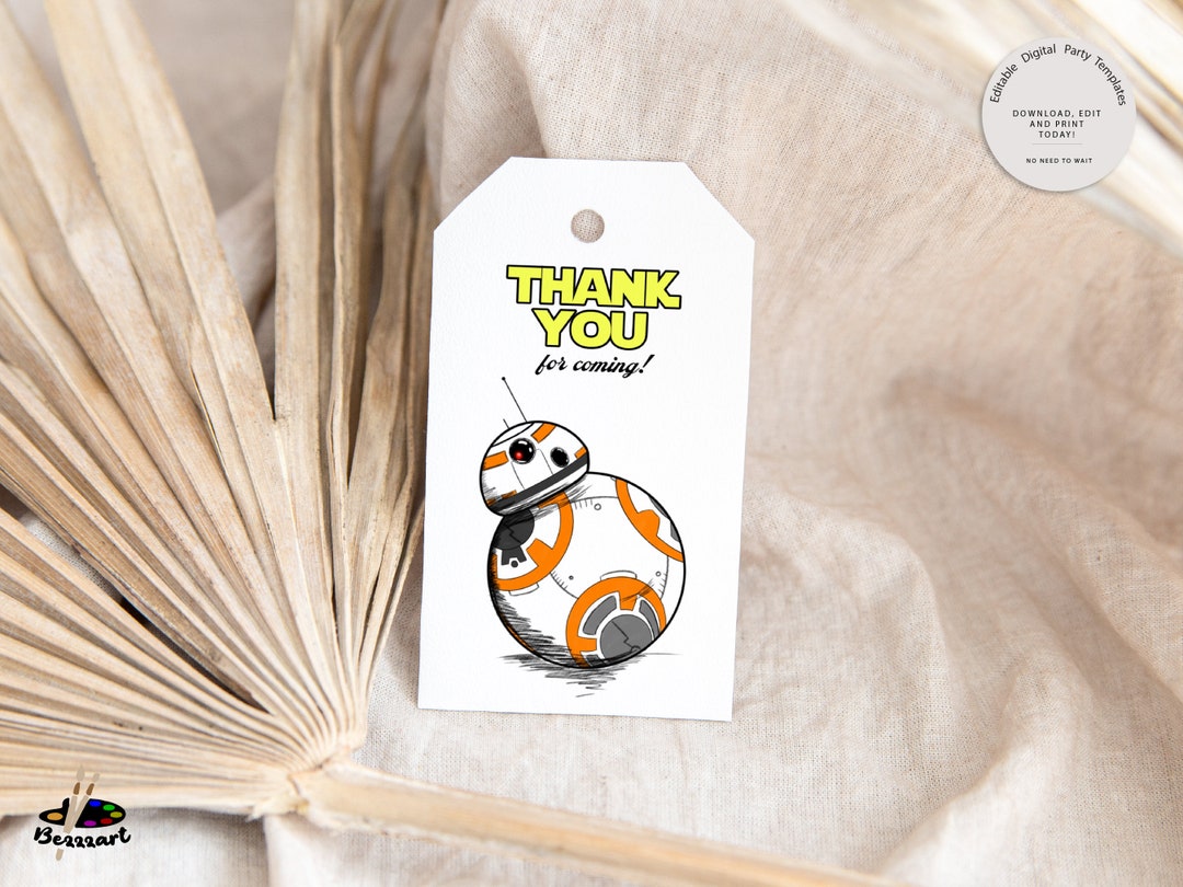 Star Wars Thank You Tag, Star Wars Birthday, Editable Thank You Tag ...