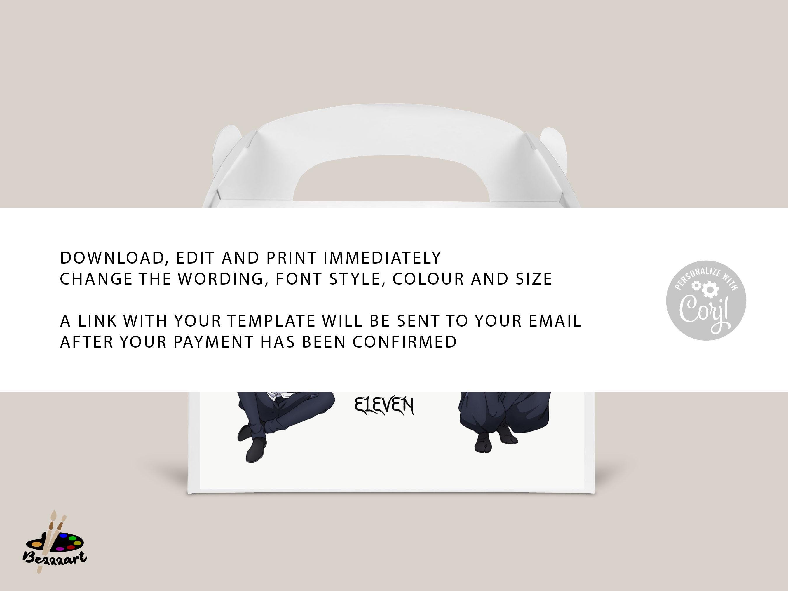 Anime Gable Box Label, Gable Box Birthday Template, Anime Birthday ...