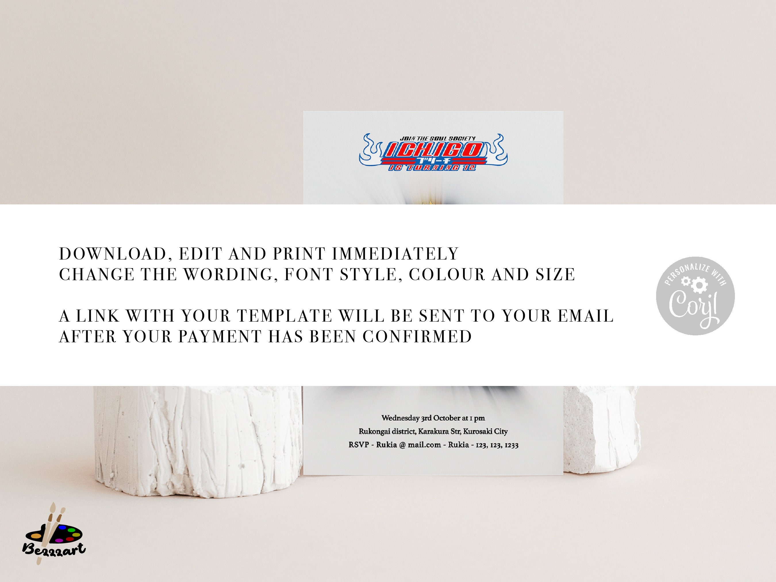 Anime Invite, Anime Invitation, Anime Birthday, Boy Invitation, Digital ...