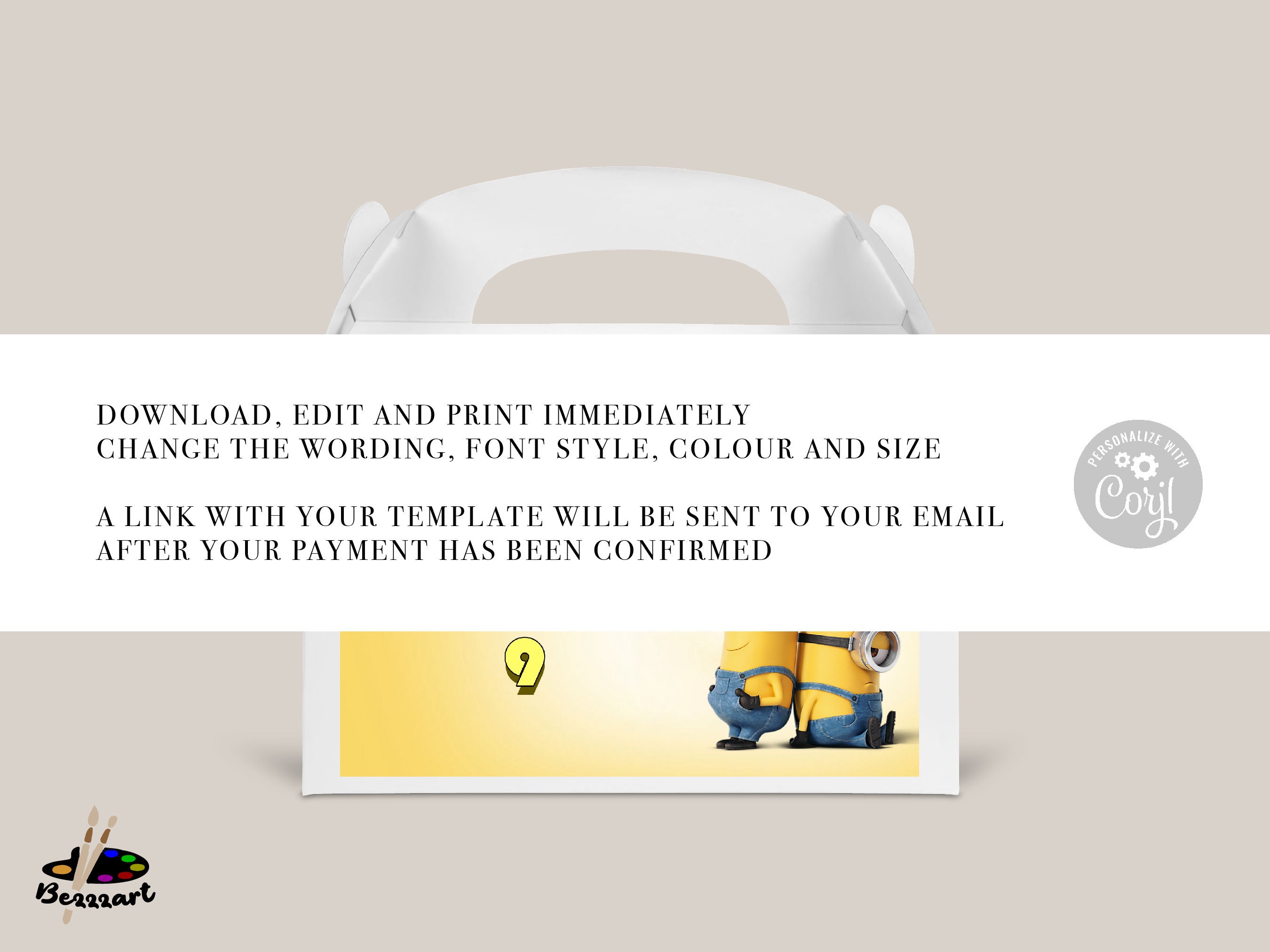 Minions Gable Box Label, Minions Gable Box, Minions Birthday, Editable ...
