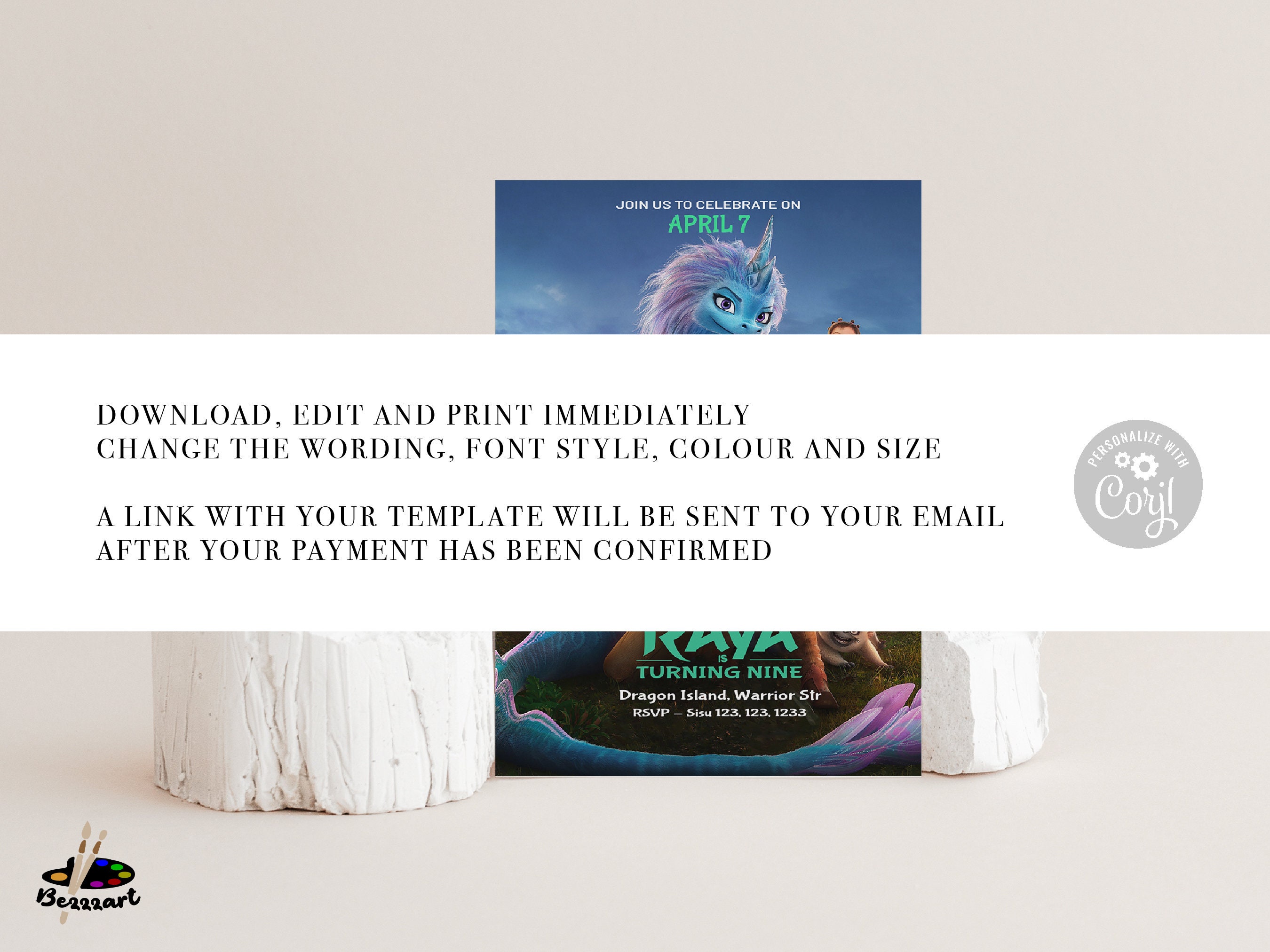 Invitación de Raya, invitación de Raya, cumpleaños de Raya, plantilla ...