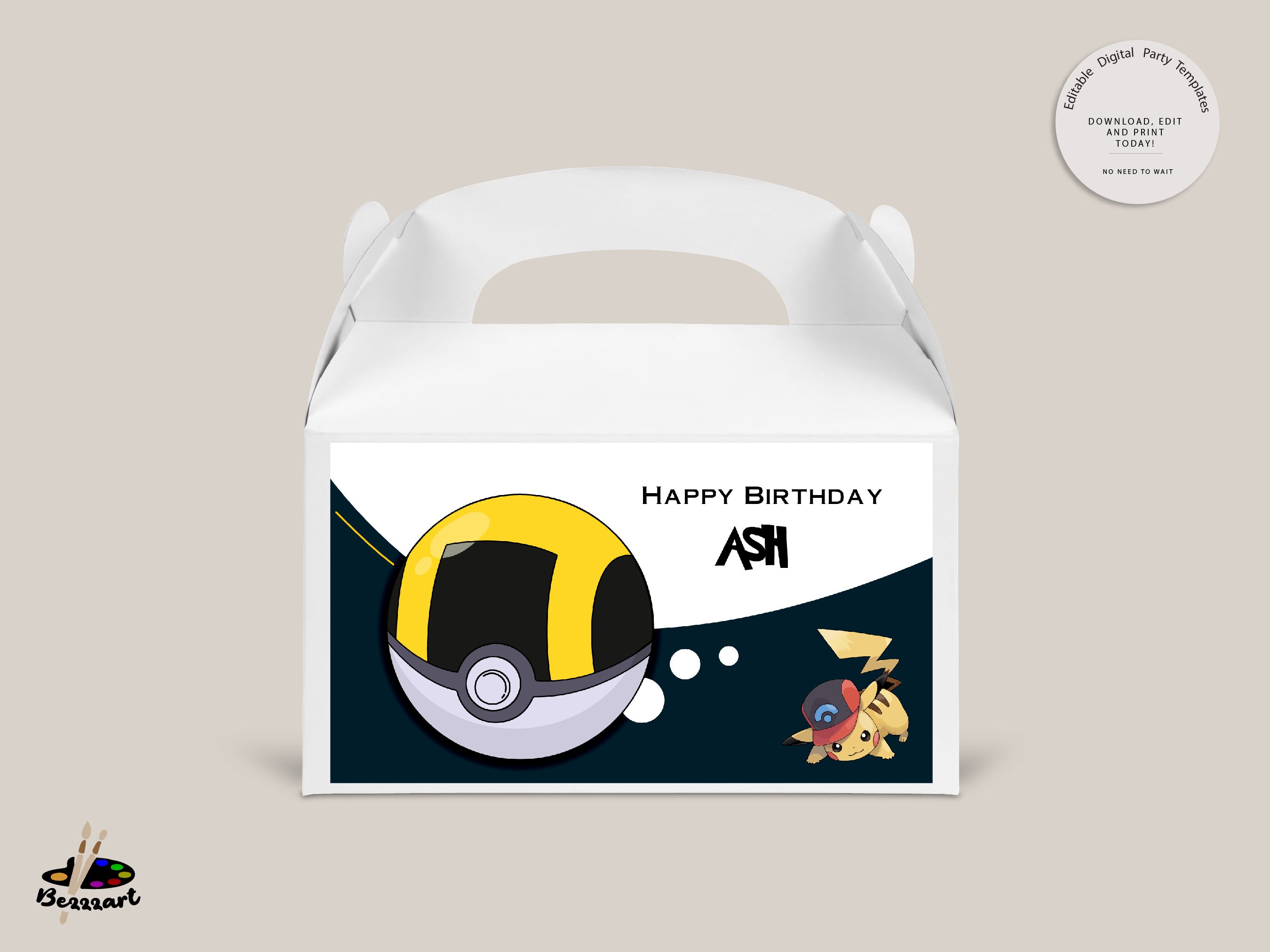 Pokemon Gable Box Label, Pokemon Gable Box, Pokemon Birthday, Editable ...