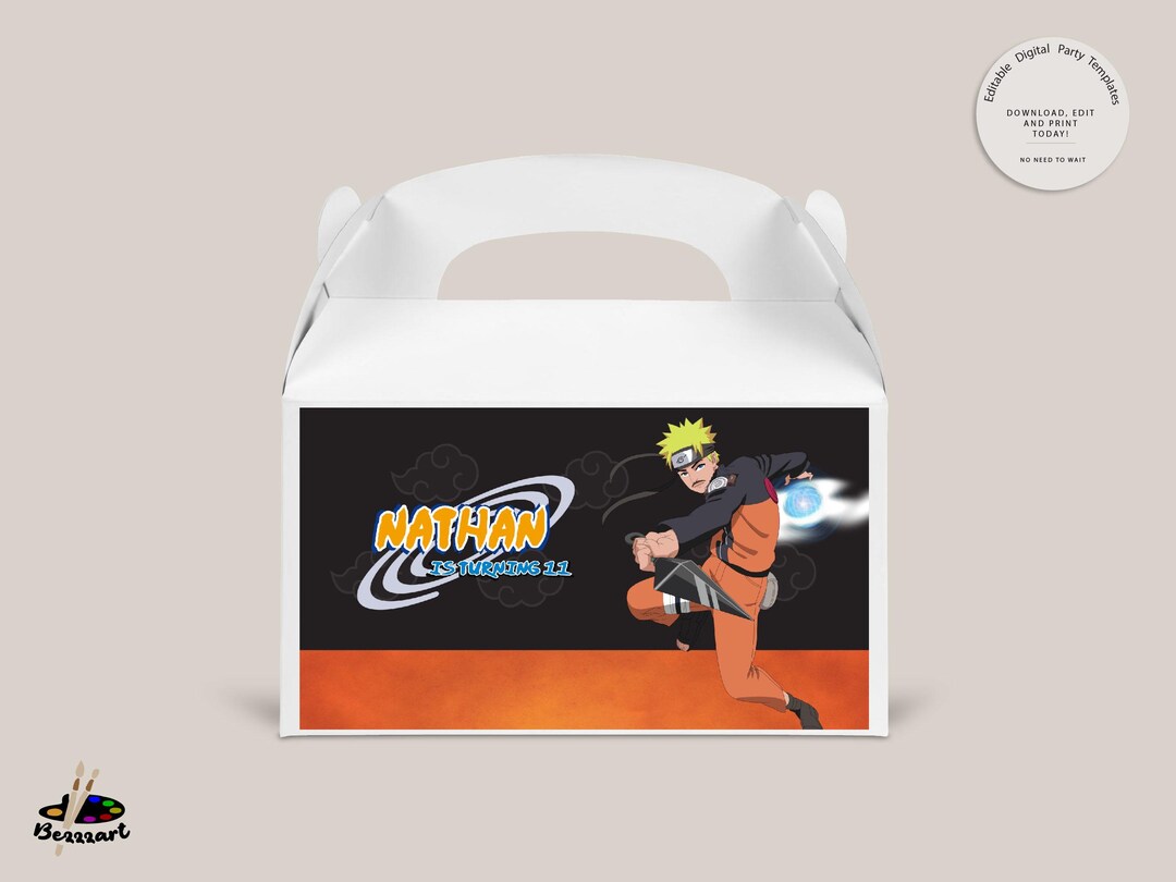 Anime Gable Box Label, Ninja Birthday Template, Anime Birthday ...