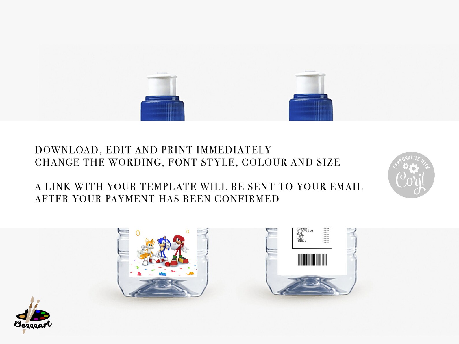 Sonic Juice Bottle Label, Sonic Juice, Sonic Birthday, Editable Pop Top ...