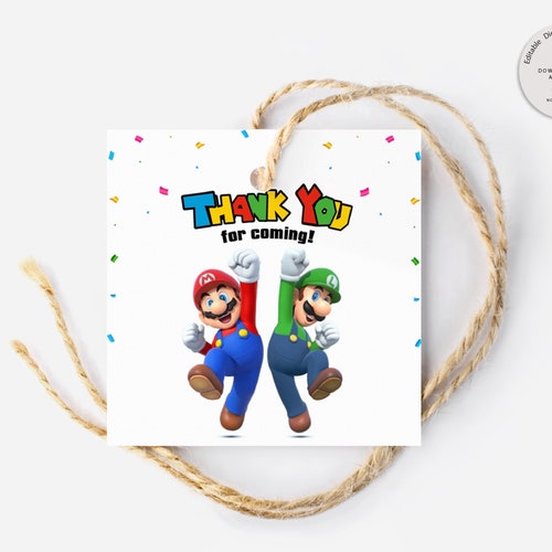 Super Mario Thank You Tag Super Mario Birthday Editable - Etsy