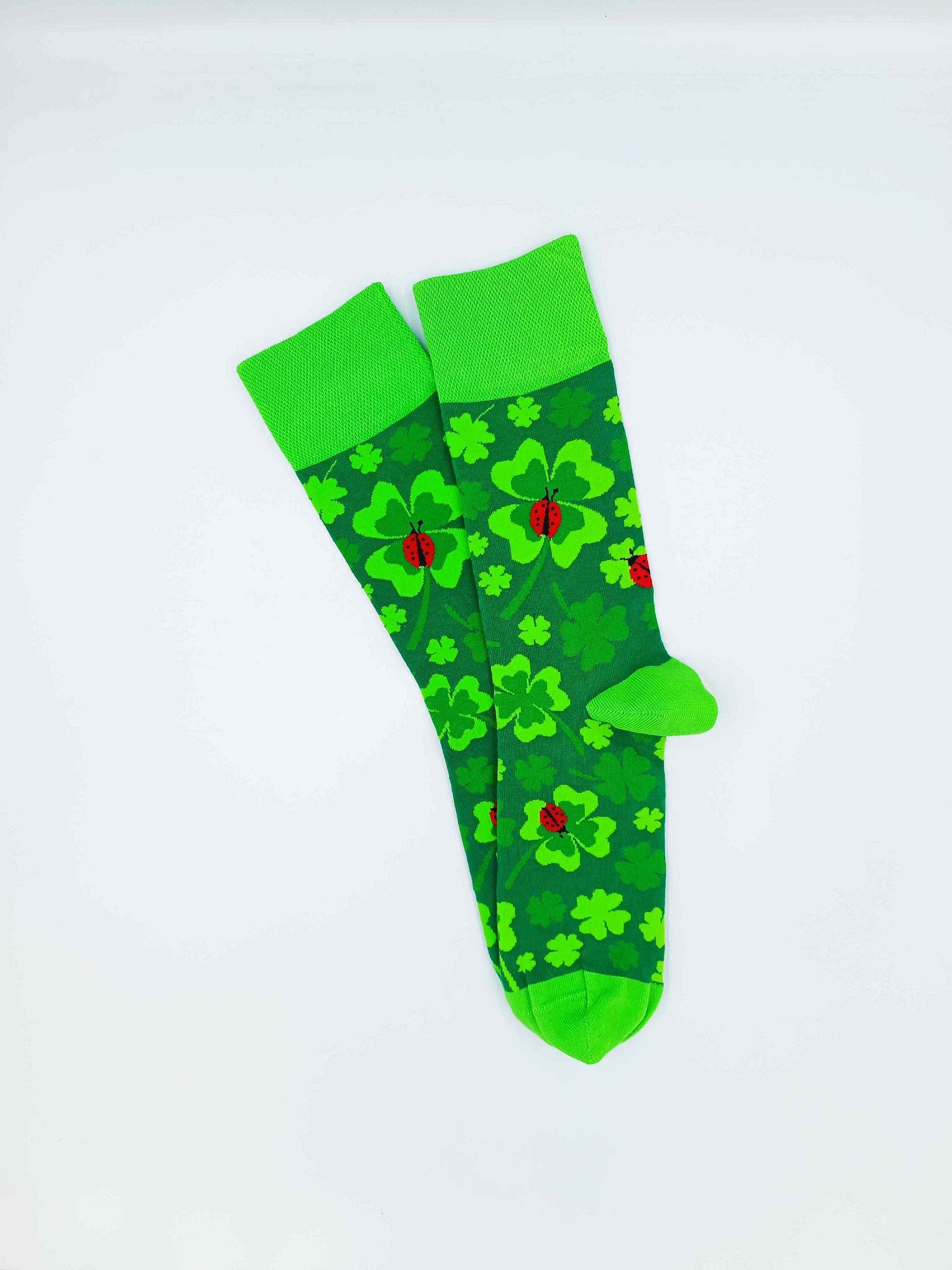 Ladybug Clover Socks, Green Novelty Cotton Blend - Etsy