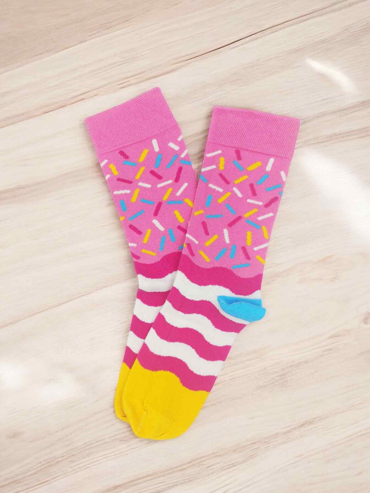 Cute Cake Patterned Funny Food Socks, Fun Socks, Colorful Socks ...