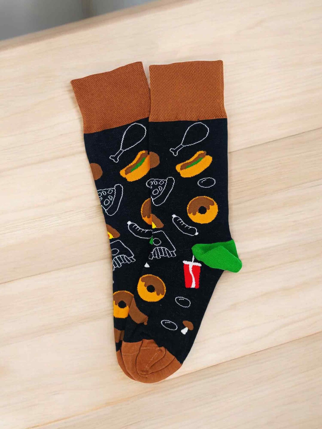 Fast Food Patterned Funny Socks, Fun Socks, Colorful Socks, Novelty ...