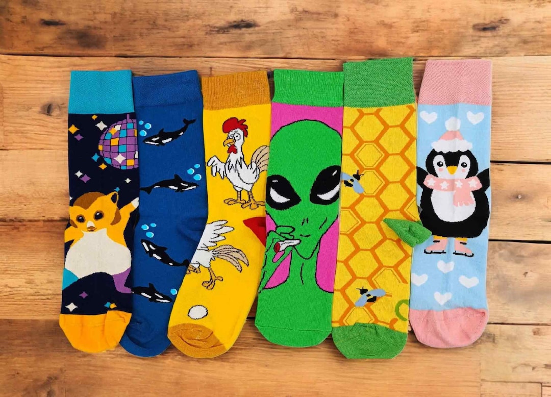 Mismatched Cartoon Funny Socks Set, Pack of 6, Colorful Socks - Etsy