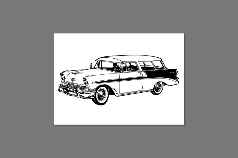 1956 Chevy Nomad Clipart Vector | Vintage Chevy | Classic Chevy SVG ...