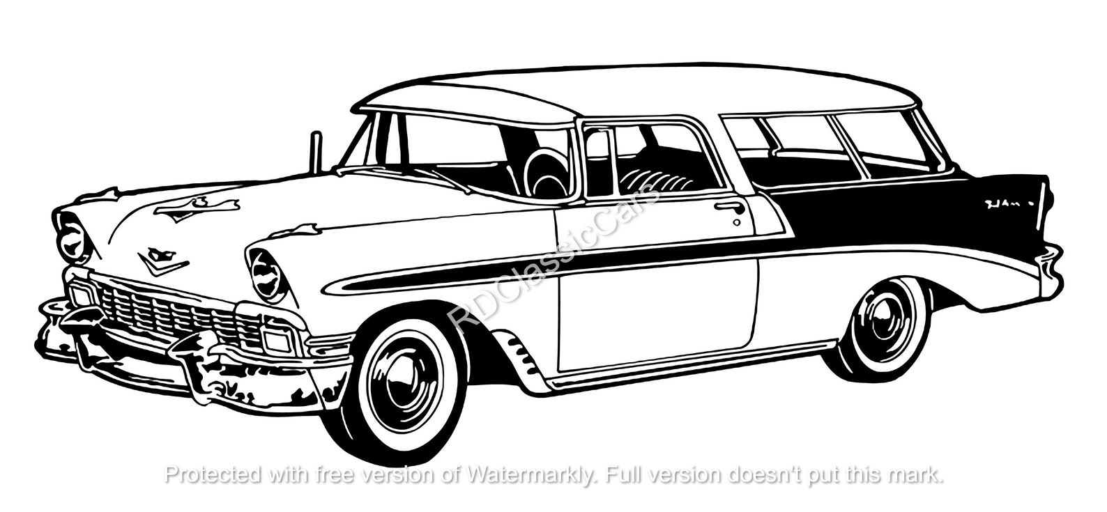 1956 Chevy Nomad Clipart Vector | Vintage Chevy | Classic Chevy SVG ...