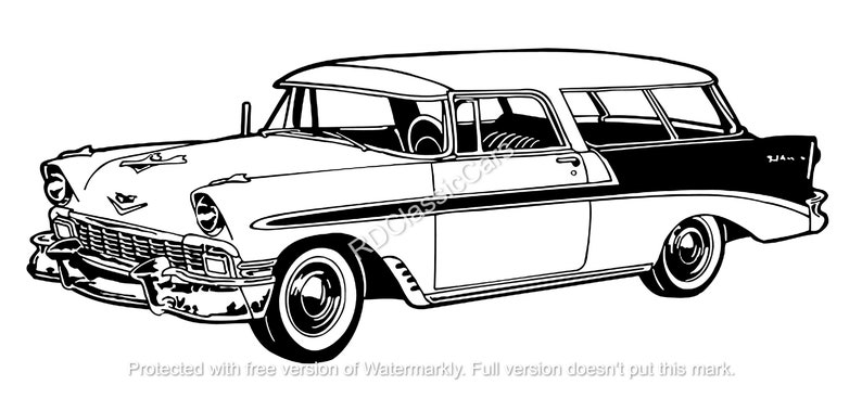1956 Chevy Nomad Clipart Vector | Vintage Chevy | Classic Chevy SVG ...