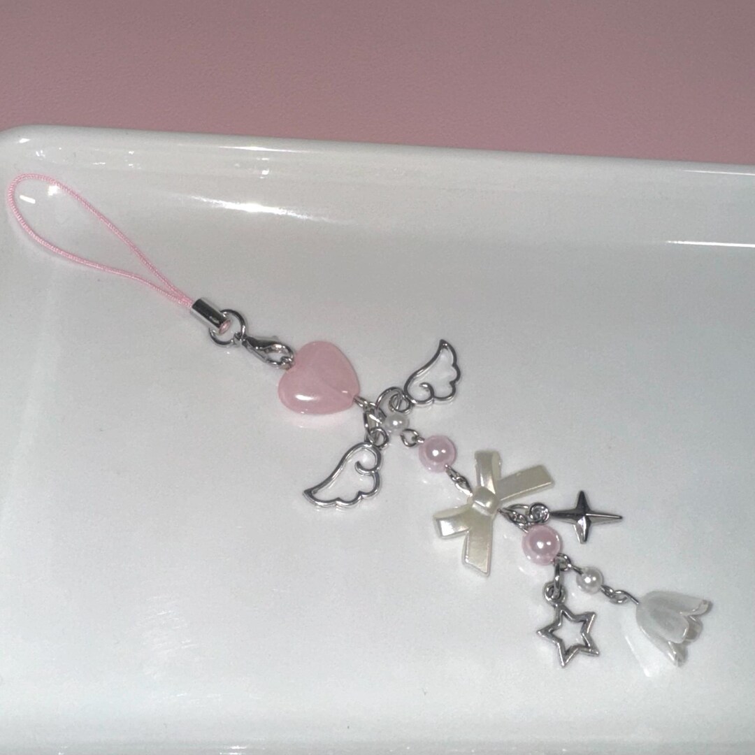 Cute Pink Coquette Angel Fairy Phone Charm - Etsy