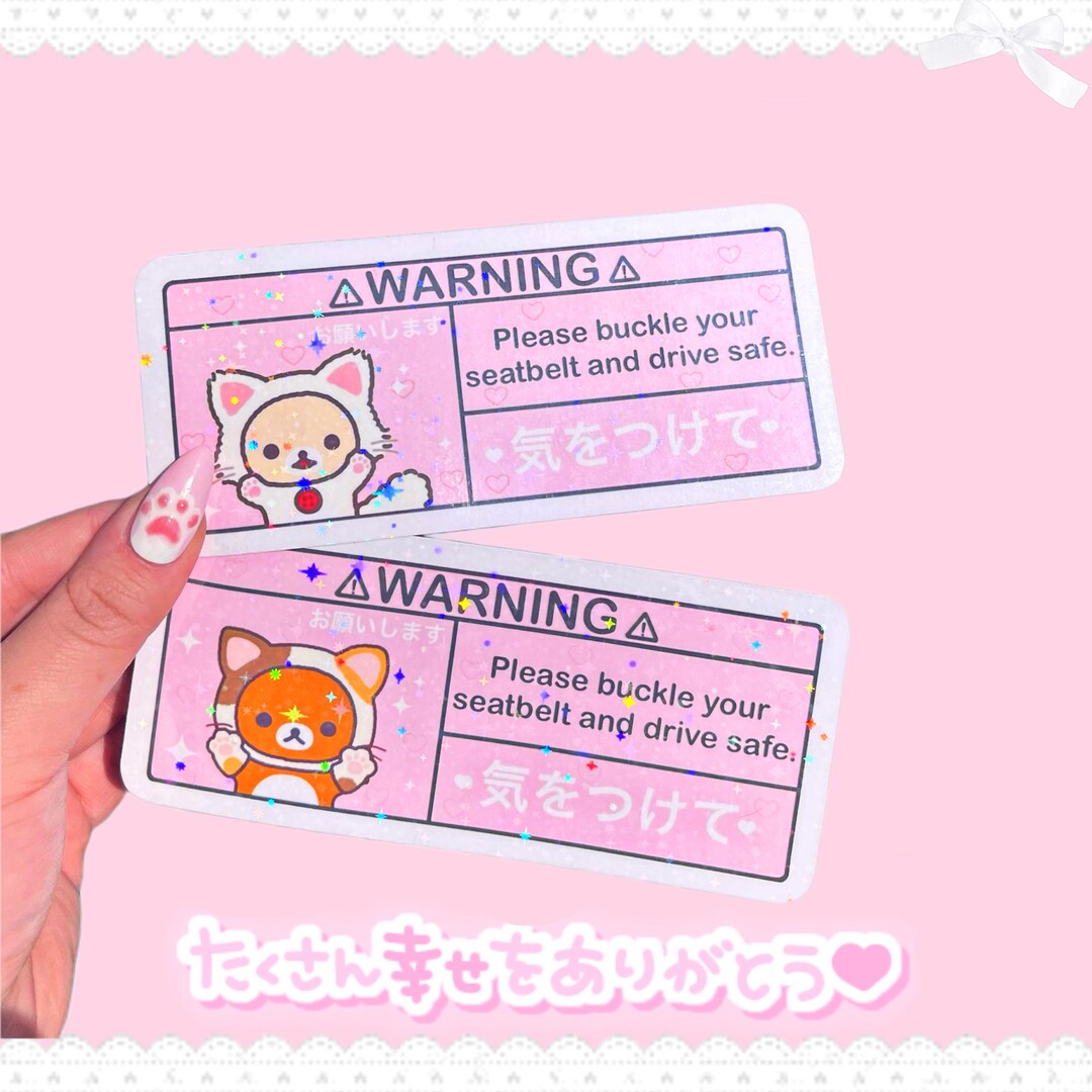 Kawaii Bear Japanese Neko Cat Holographic Car Visor Decal Stickers - Etsy