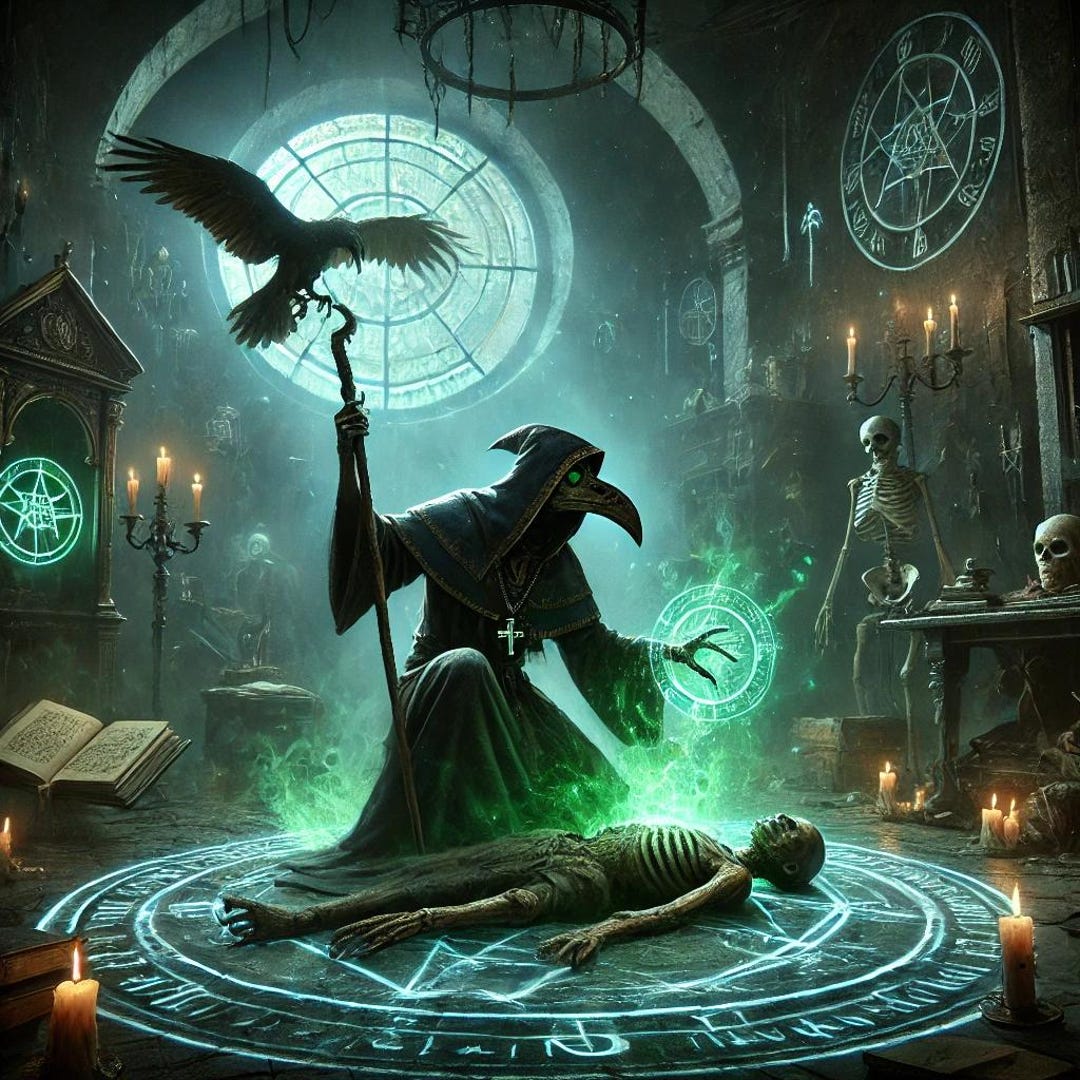 Plague Doctor Necromancer Art, Dark Summoning Print, Gothic Fantasy ...