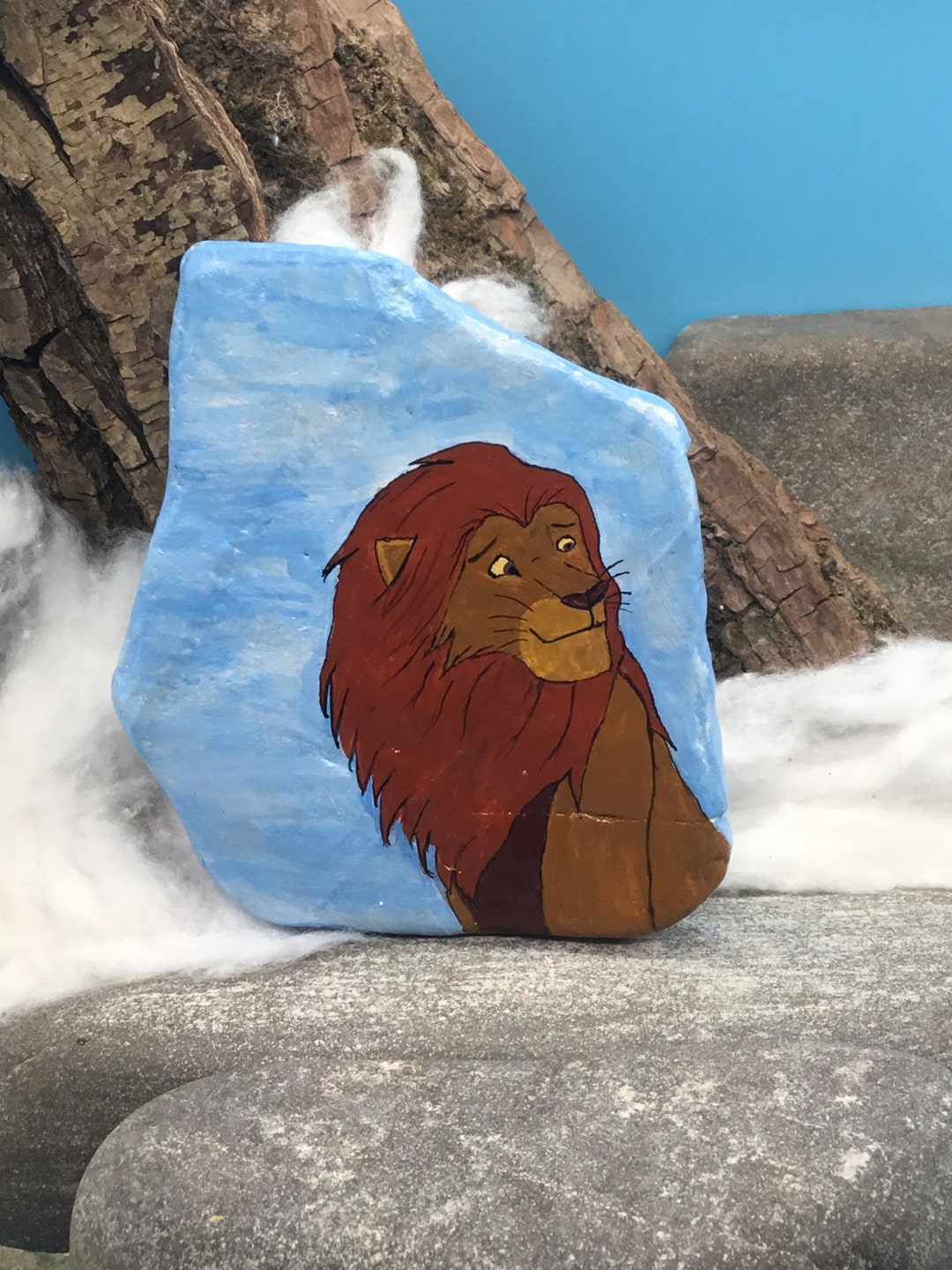 The Lion King simba, Timon, Pumba Hand Painted on a Flat Natural Stone ...