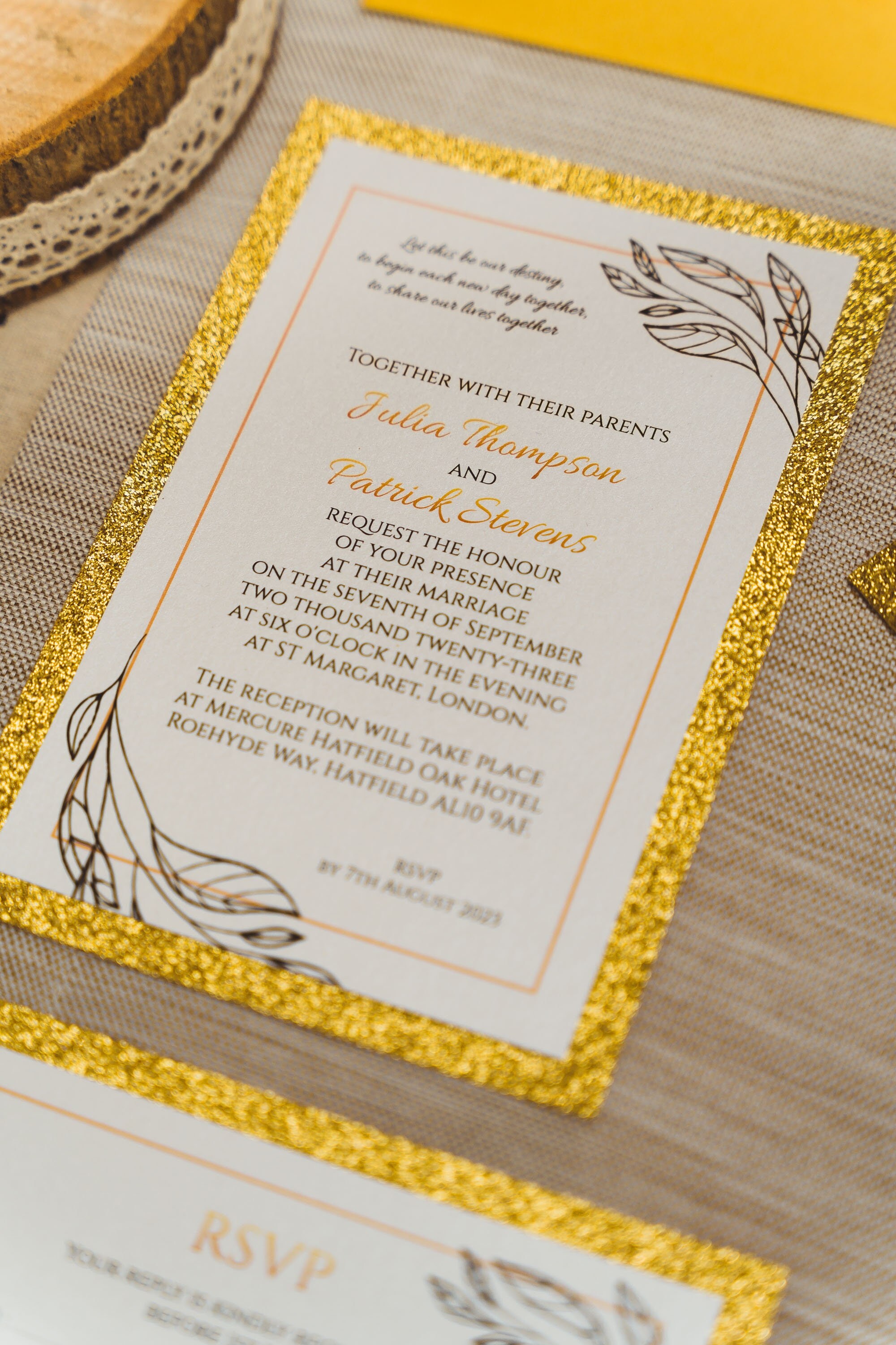 Printed Golden Wedding Invitation Glitter Paper, Save-the-date ...