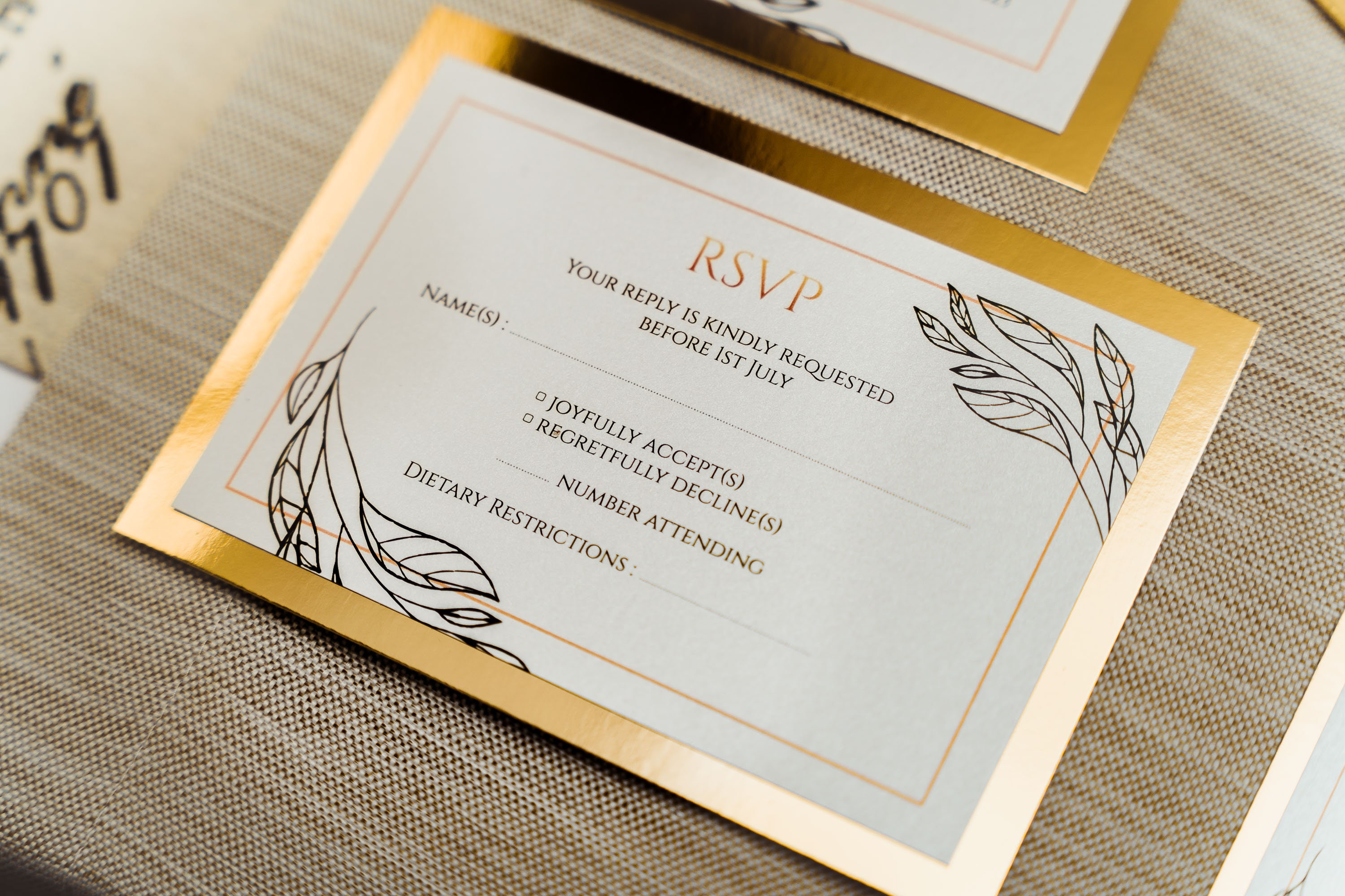 Printed Golden Wedding Invitations Golden Paper, Save-the-date ...