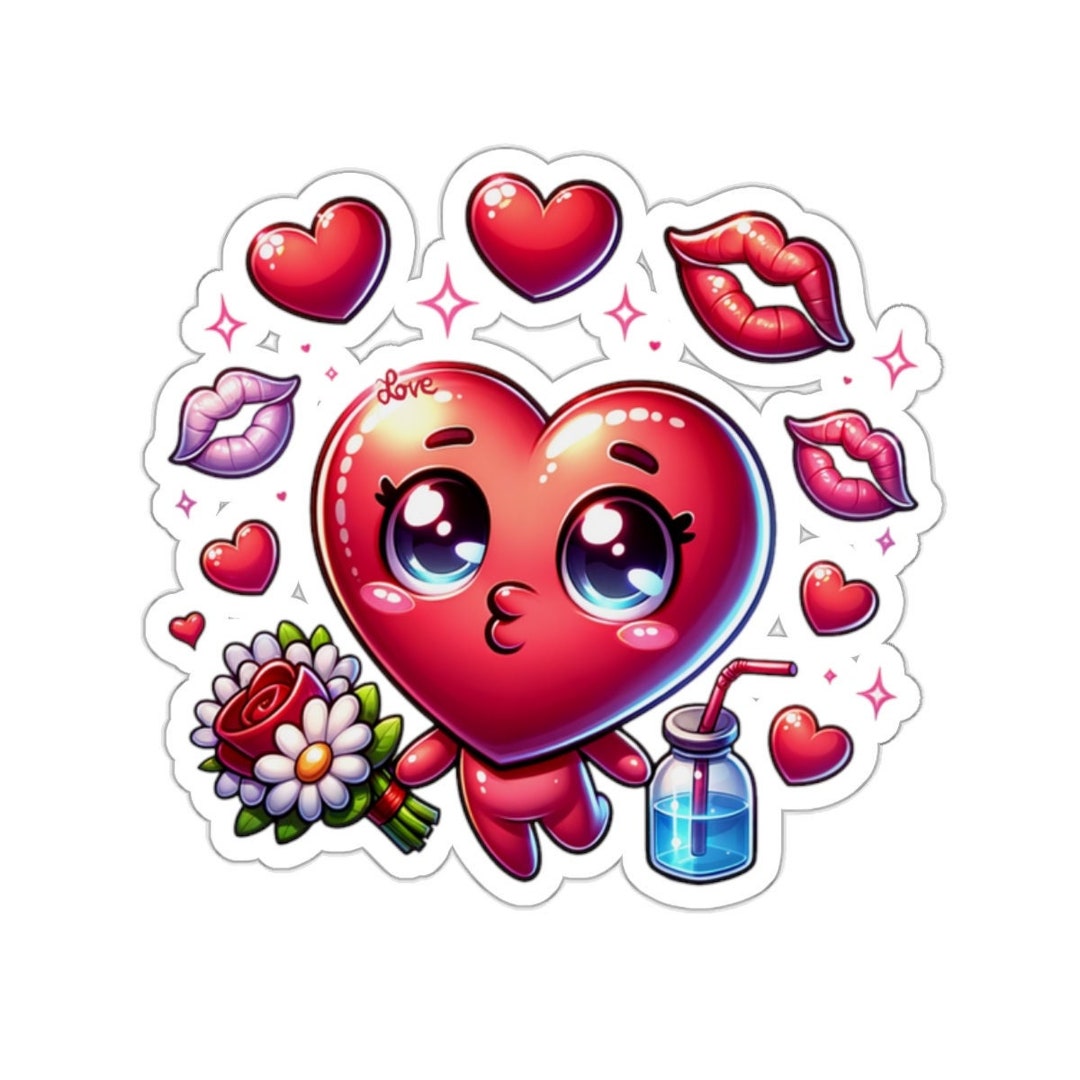 Heart Kissy Face - Vinyl Sticker - Etsy