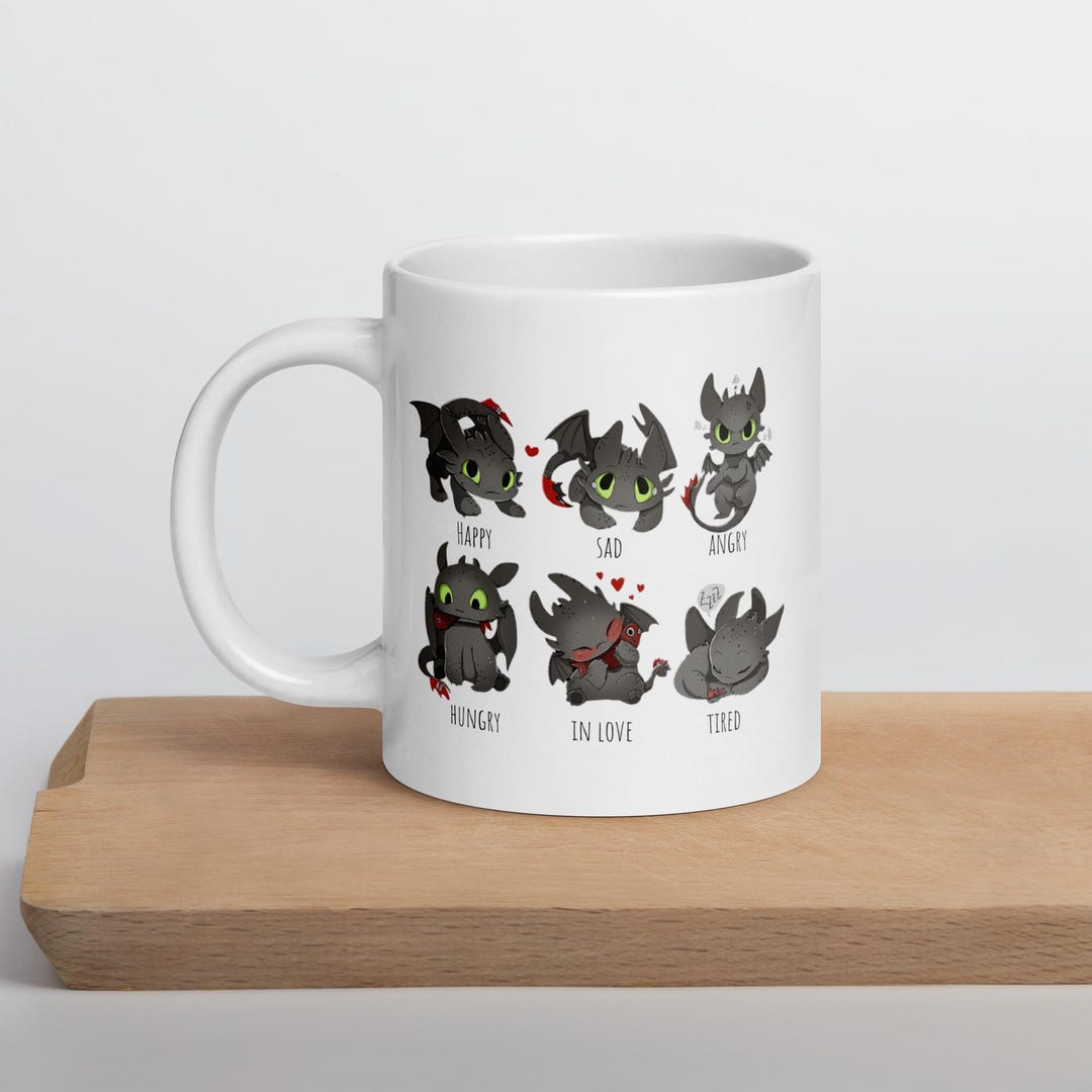 Toothless Mood Mug | Happy, Sad, Angry, Hungry, in Love, Tired, Gift ...