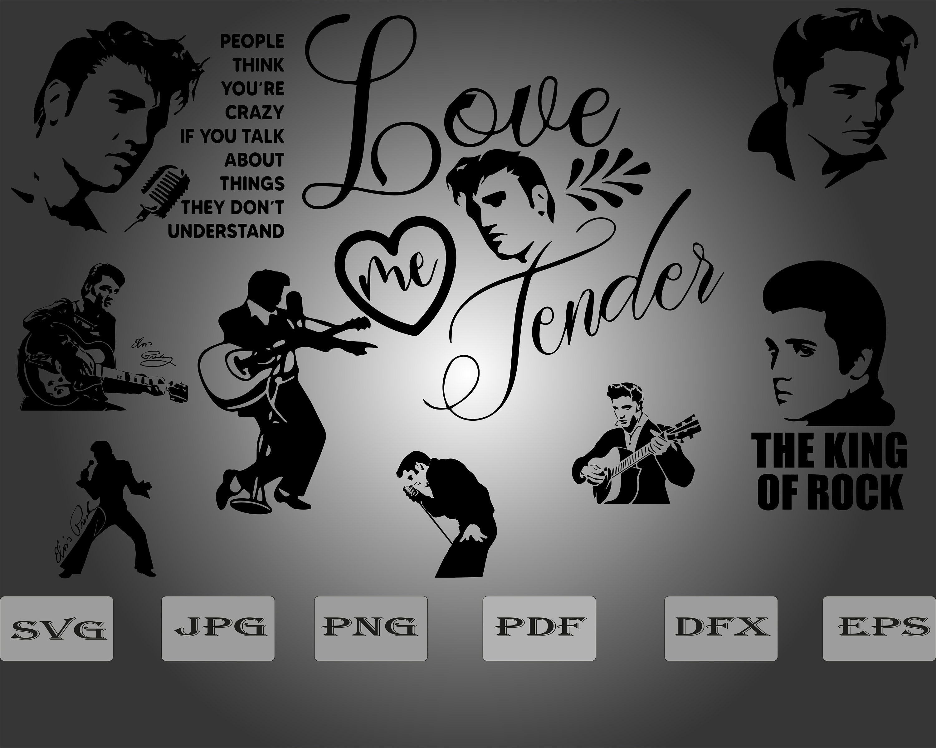 Elvis Presley Svg Png Files Bundle Elvis Presley Stickers Elvis Svg