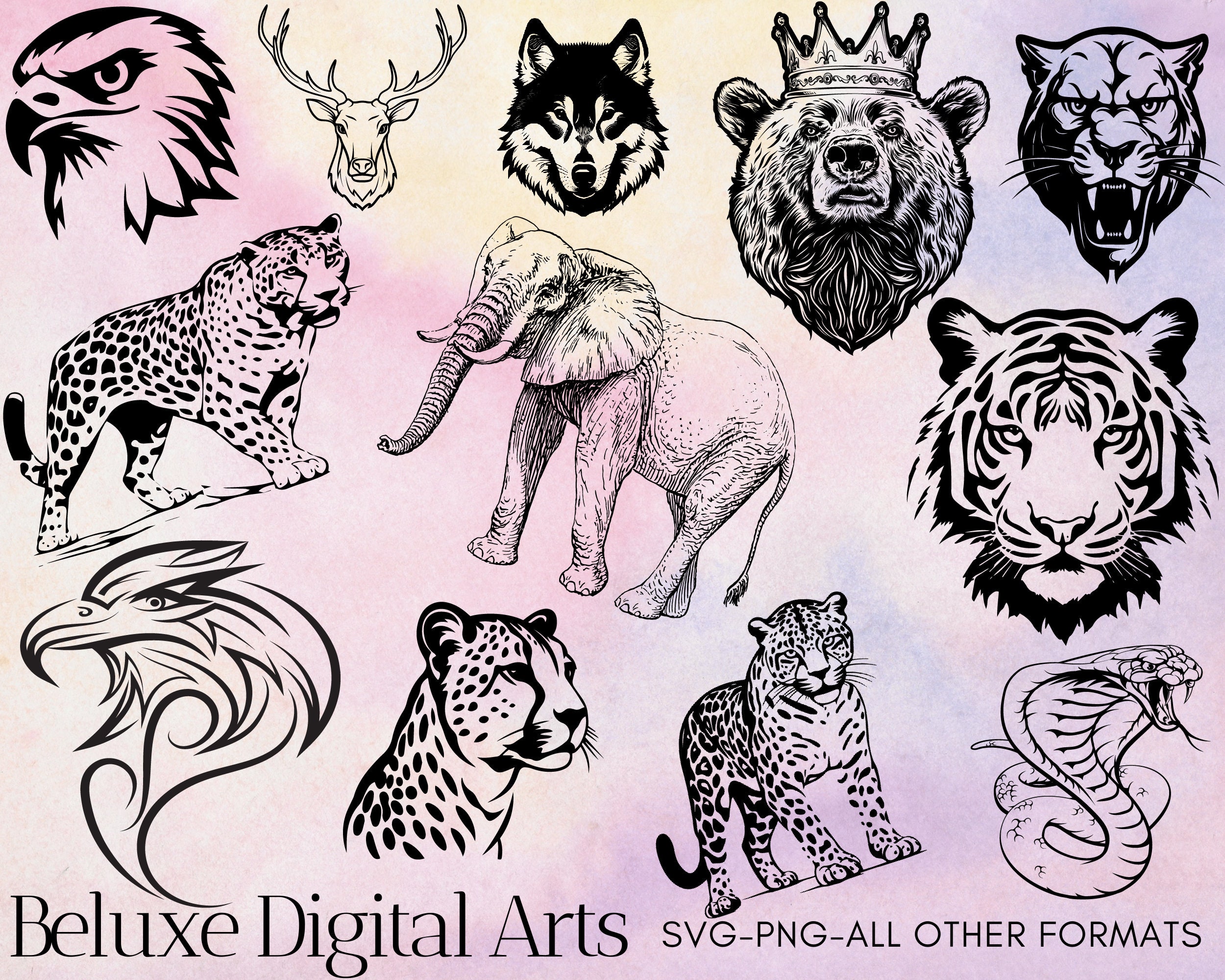 15 Wild Animals Svg Png Files Bundle Wild Animals Clipart Wild Animals ...