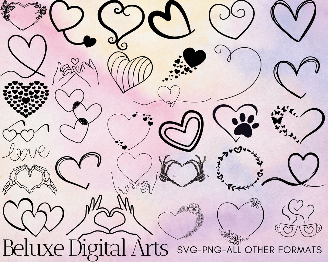 Heart Svg Png Files Bundle Hearts Sticker Files Instant Download Heart ...