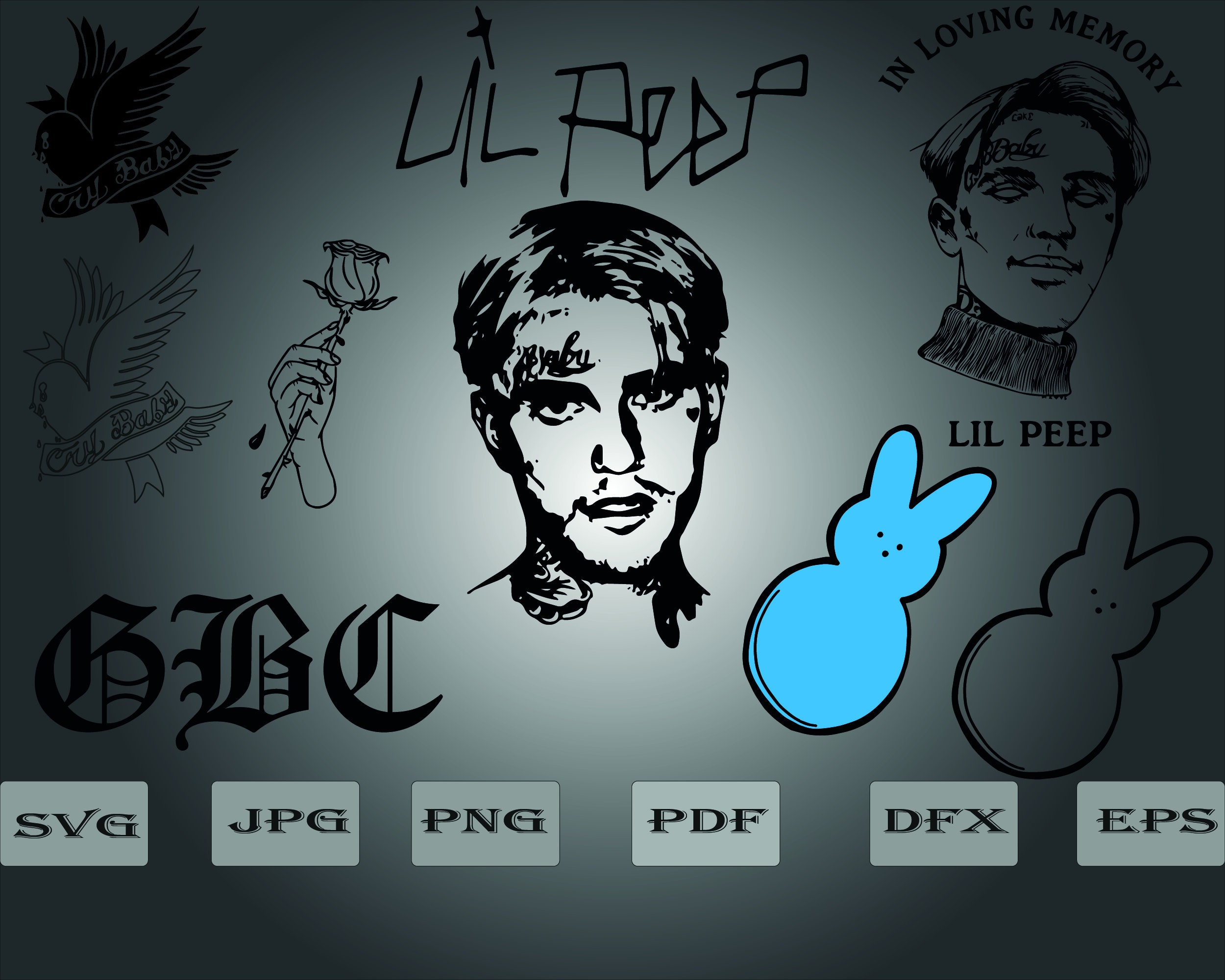 Lil Peep Silhouette Svg Png File Set Lil Peep Stickers Svg Png Pdf Ai Printing Silhouette Files