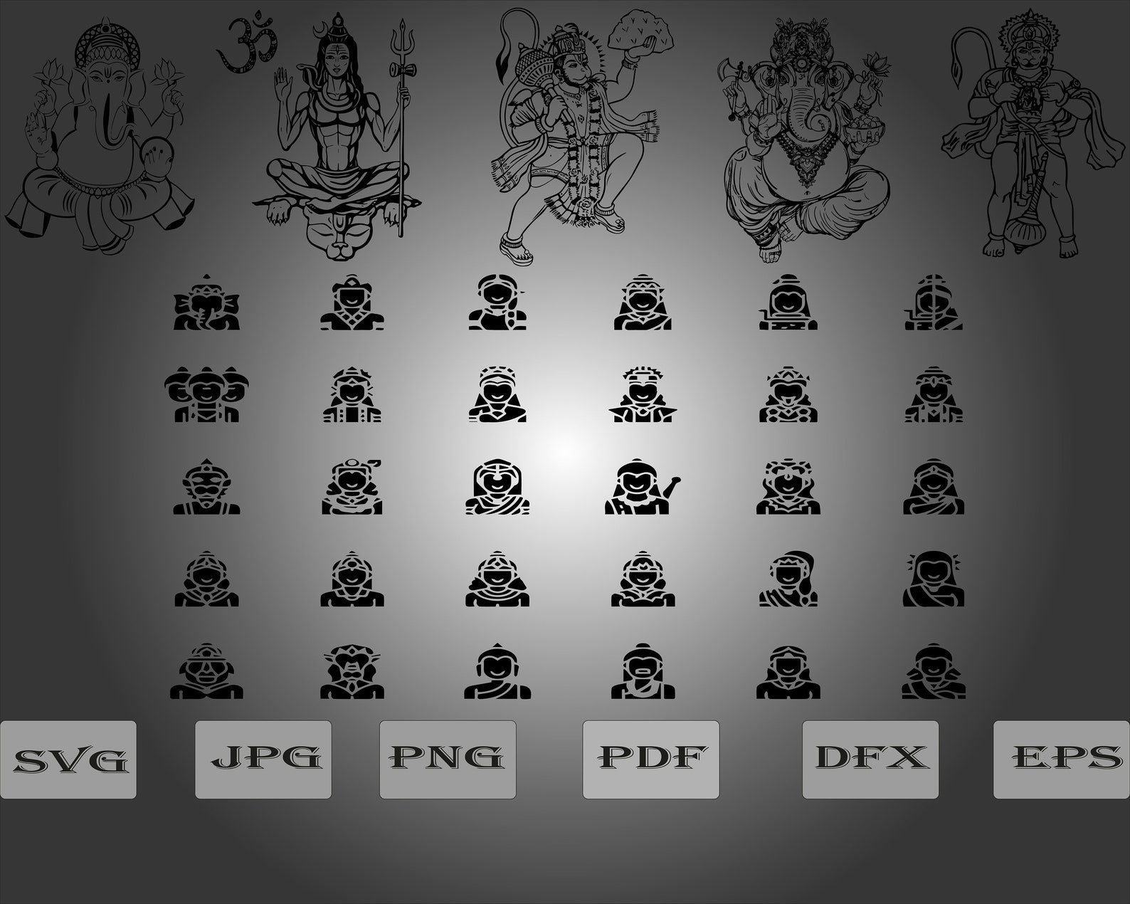 Hindu GODS Svg Png All Formats 35 Files Bundle Easy and Fast Download ...