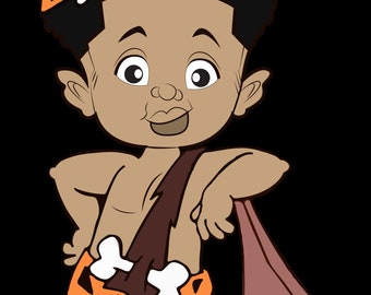 African American Pebbles and Bam Bam PNG FILE - Etsy