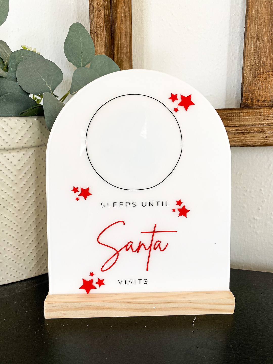 Santa Christmas Countdown Sign Acrylic Santa Countdown Sign Sleeps ...