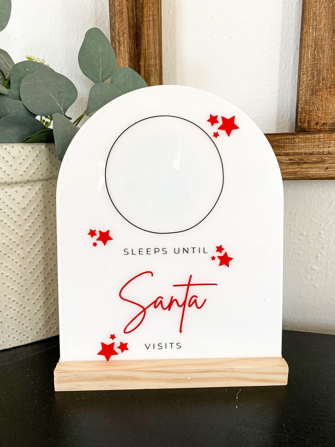 Santa Christmas Countdown Sign Acrylic Santa Countdown Sign Sleeps Until Santa Countdown ...