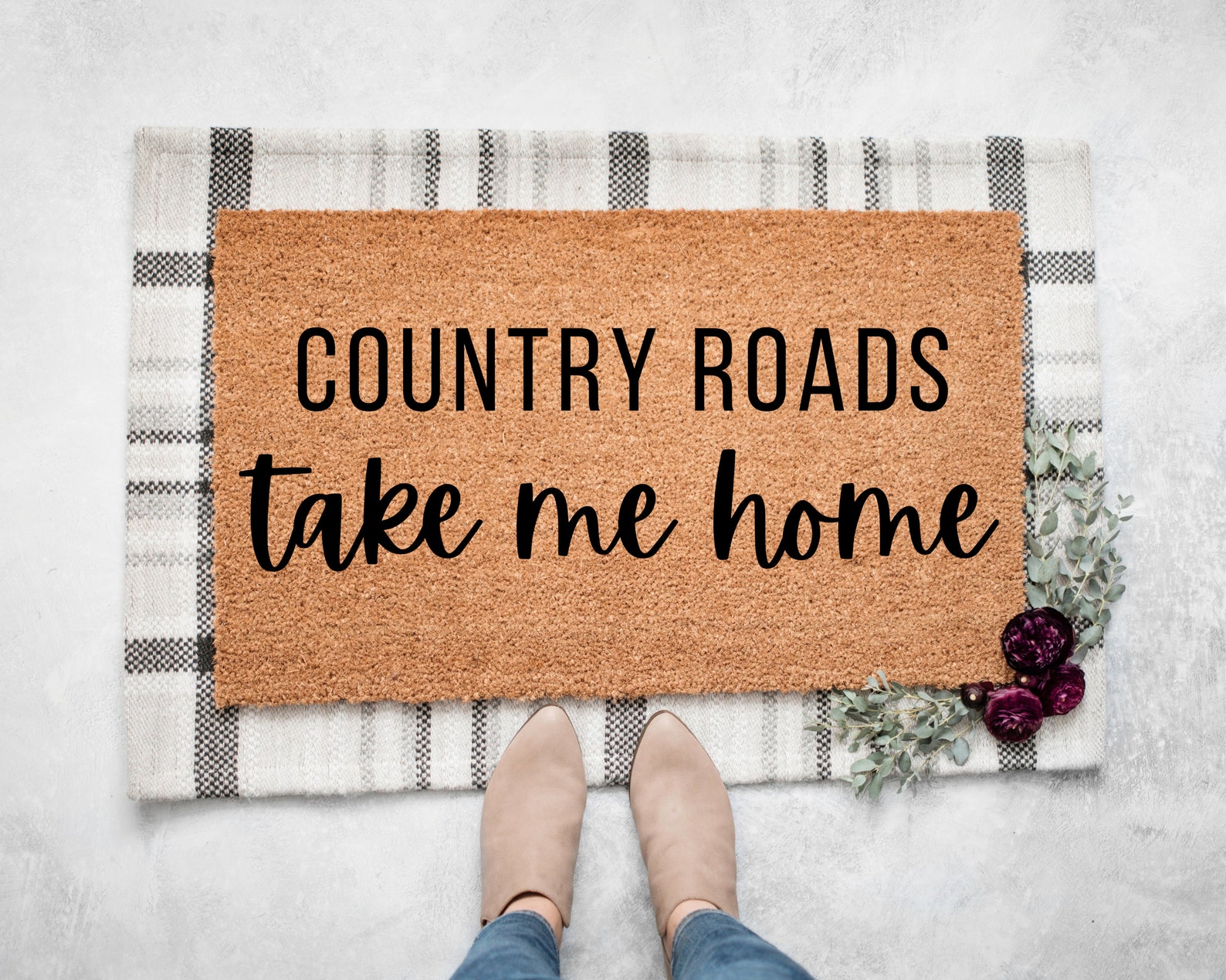 Country Roads Take Me Home Doormat | Country Roads Doormat | Southern ...