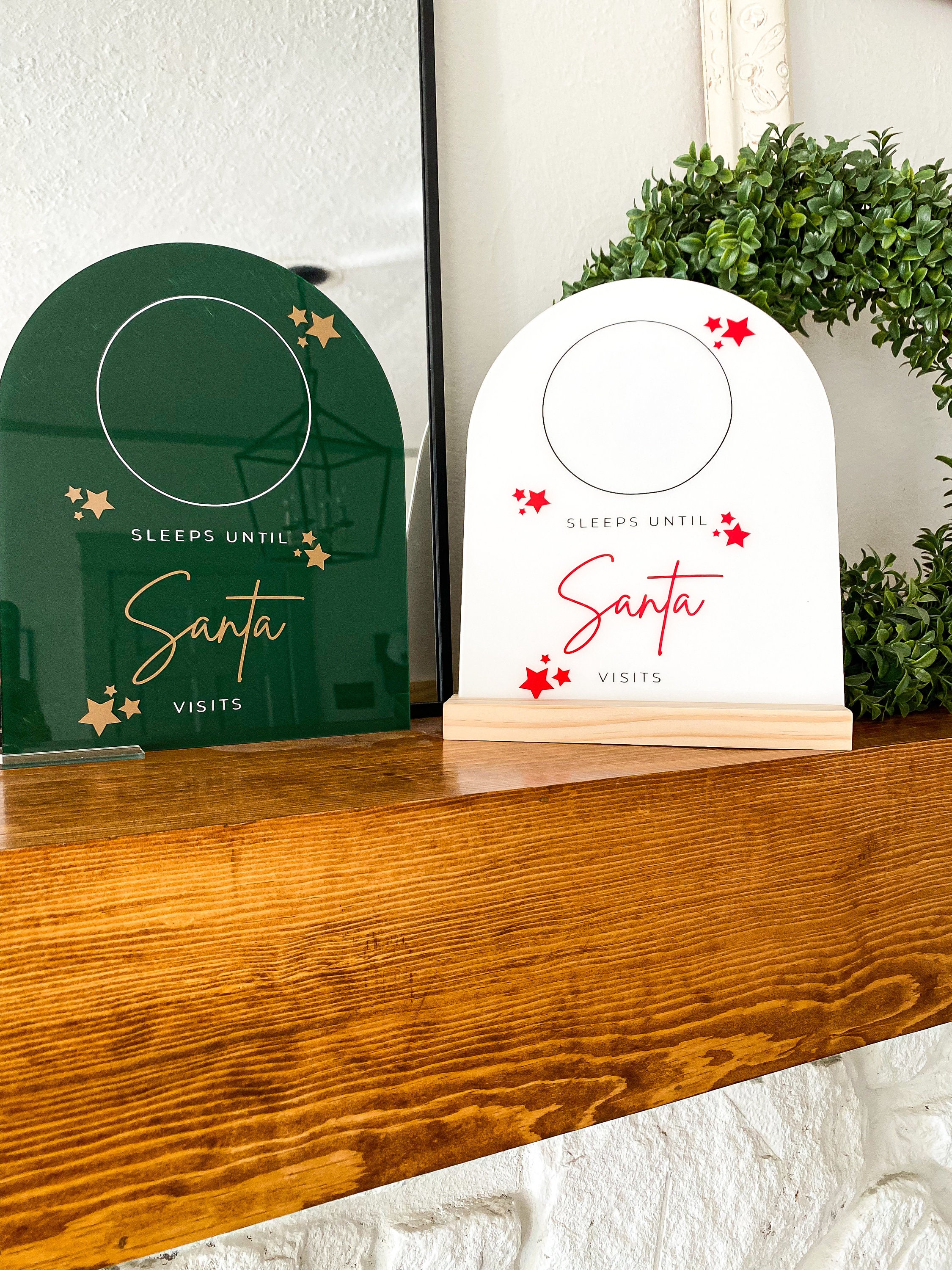 Santa Christmas Countdown Sign Acrylic Santa Countdown Sign Sleeps ...