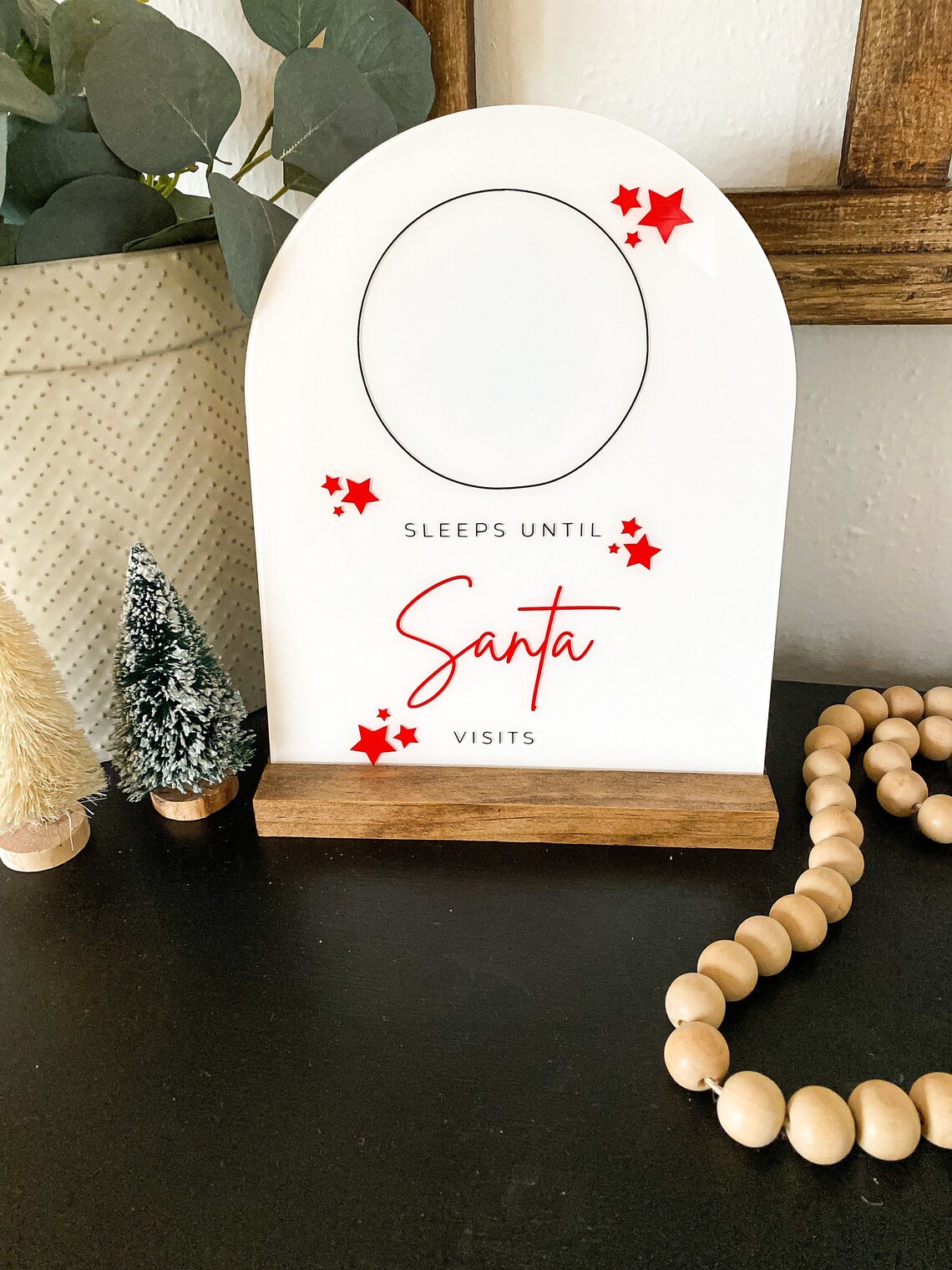 Santa Christmas Countdown Sign Acrylic Santa Countdown Sign Sleeps Until Santa Countdown ...