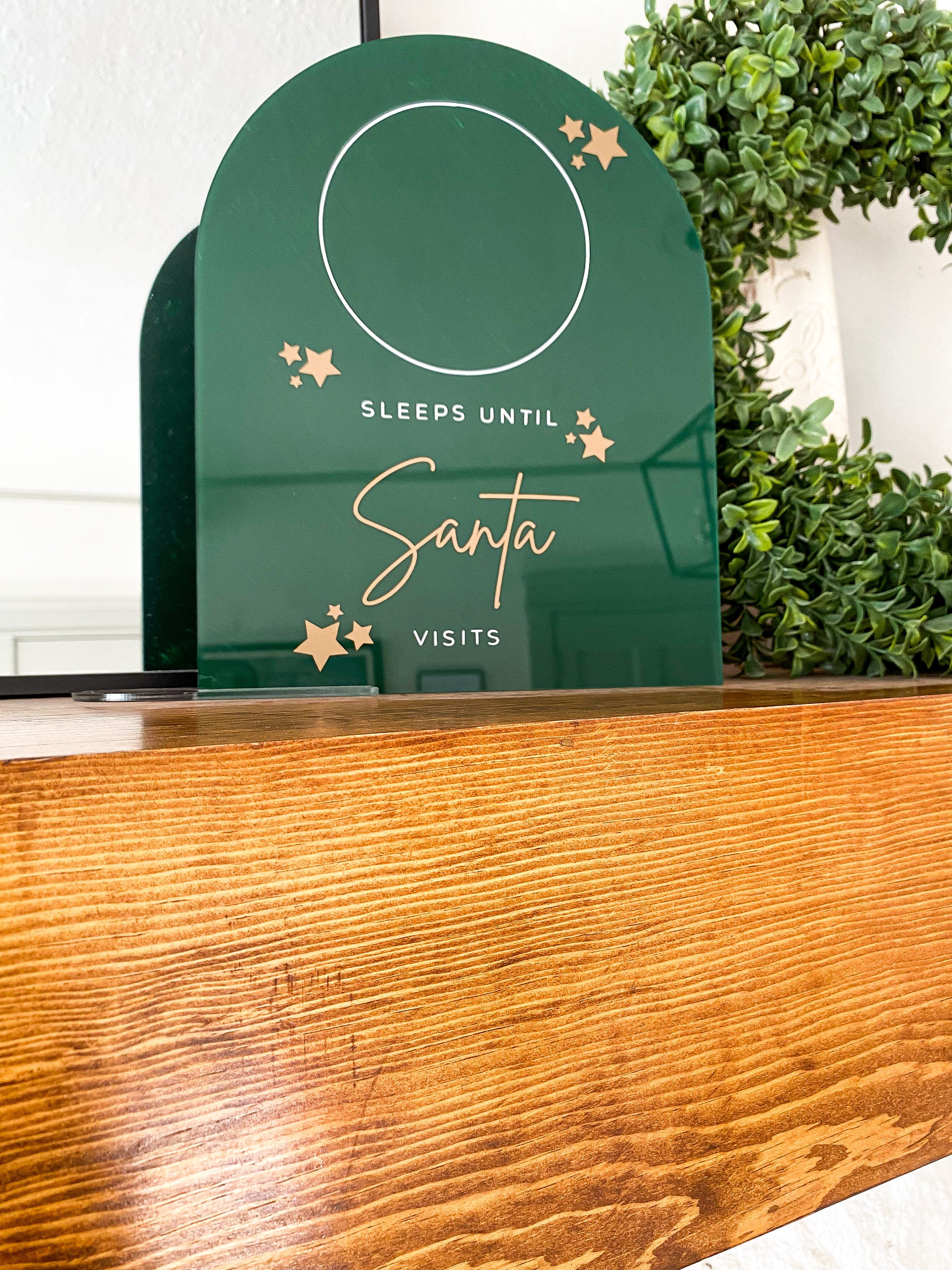 Santa Christmas Countdown Sign Acrylic Santa Countdown Sign Sleeps ...