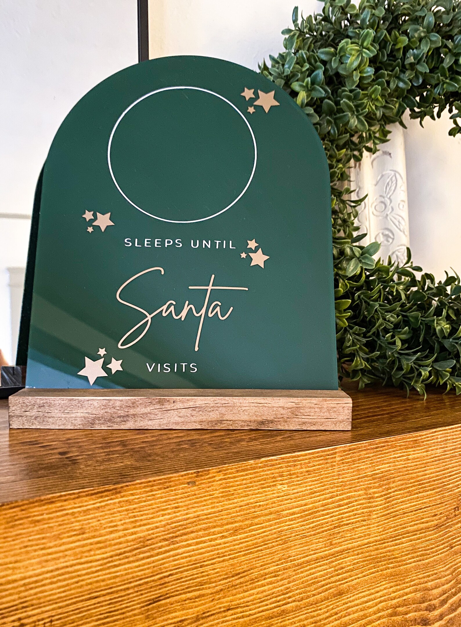 Santa Christmas Countdown Sign Acrylic Santa Countdown Sign Sleeps ...