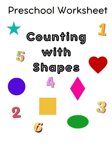 Counting With Shapes Preschool Worksheet - Etsy