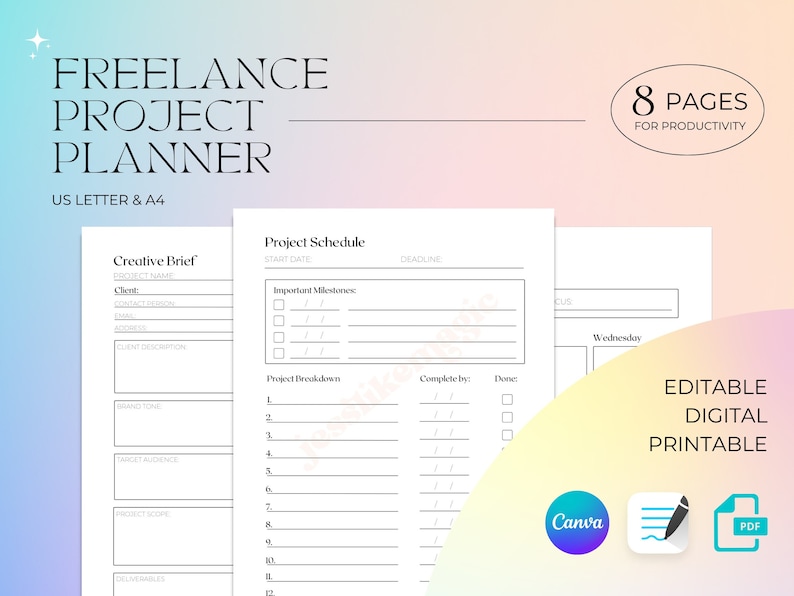 Freelance Project Planner | Printable and Digital | Creative Brief ...