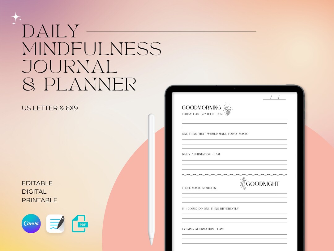 Daily Mindfulness Journal & Planner | Five Minute Journal | Daily ...