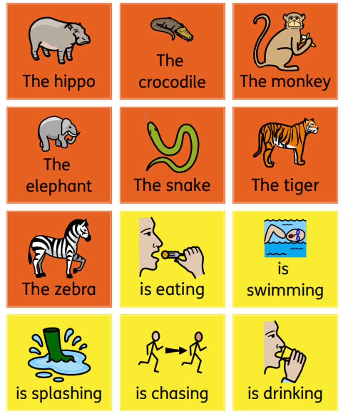 COLOURFUL SEMANTICS Jungle Animals 3 Part Sentences | Etsy UK