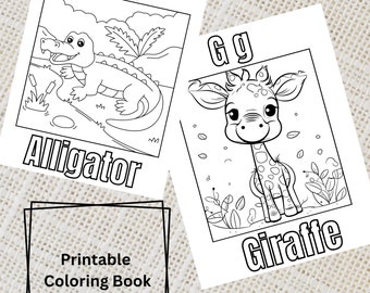 Animal Alphabet Coloring Book - Etsy
