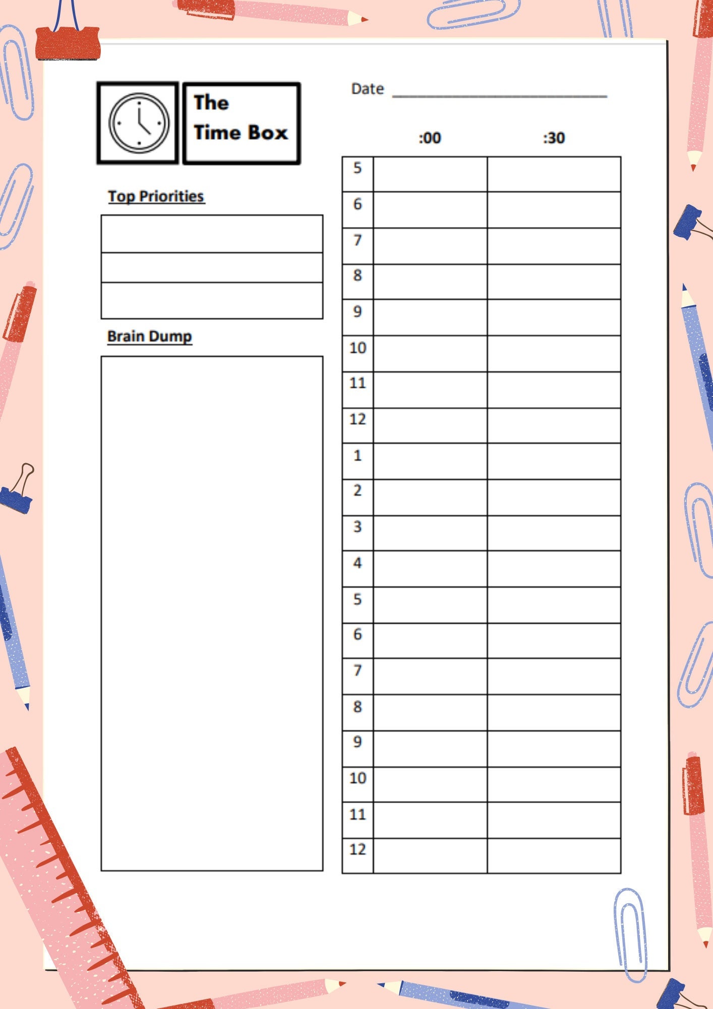 Printable Timebox Daily Planner to Boost Productivity - Etsy