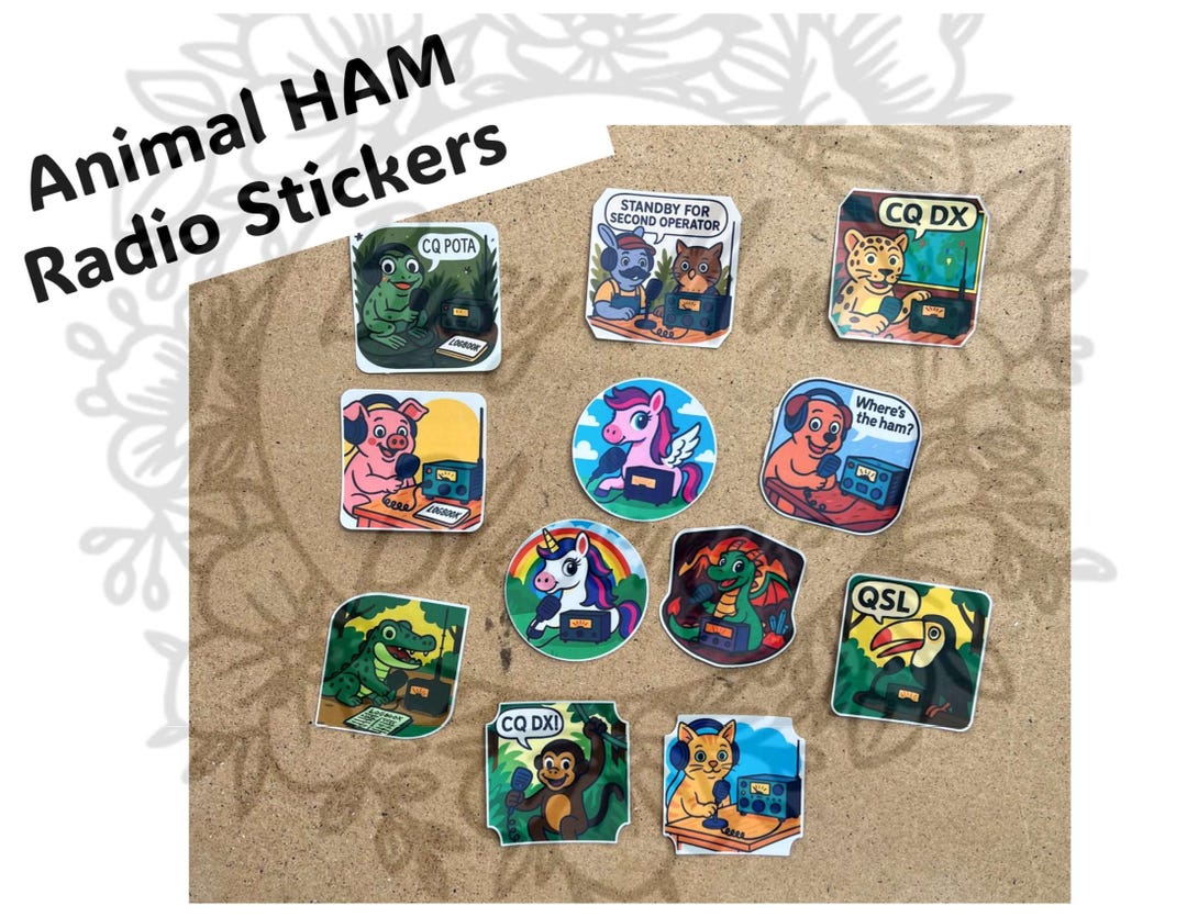 Ham Radio Stickers: Cartoon Animal Water-resistant Decals for Laptop ...