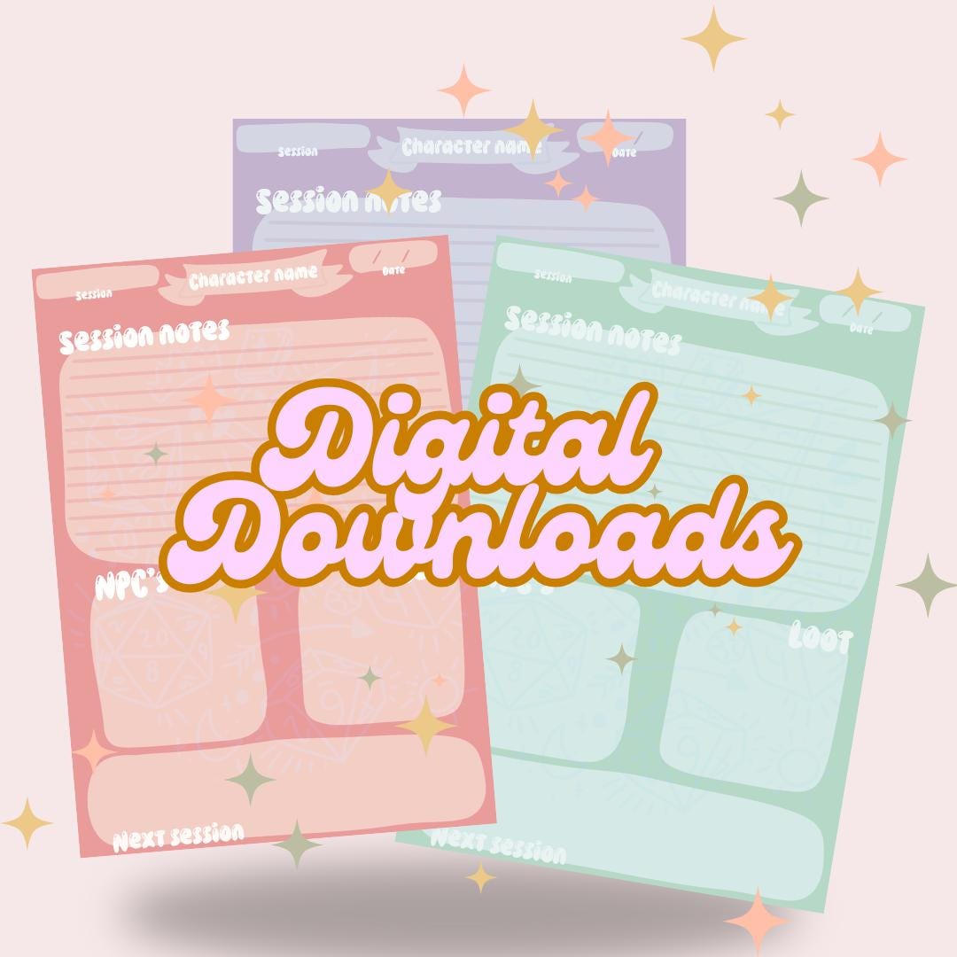 D&D Session Notes Printable, RPG Tracker (digital Download) - Etsy
