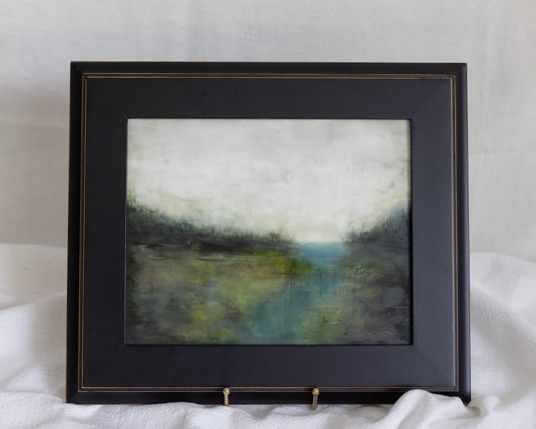 Encaustic Landscape Marsh Painting Framed 8x10 Original Painting River ...