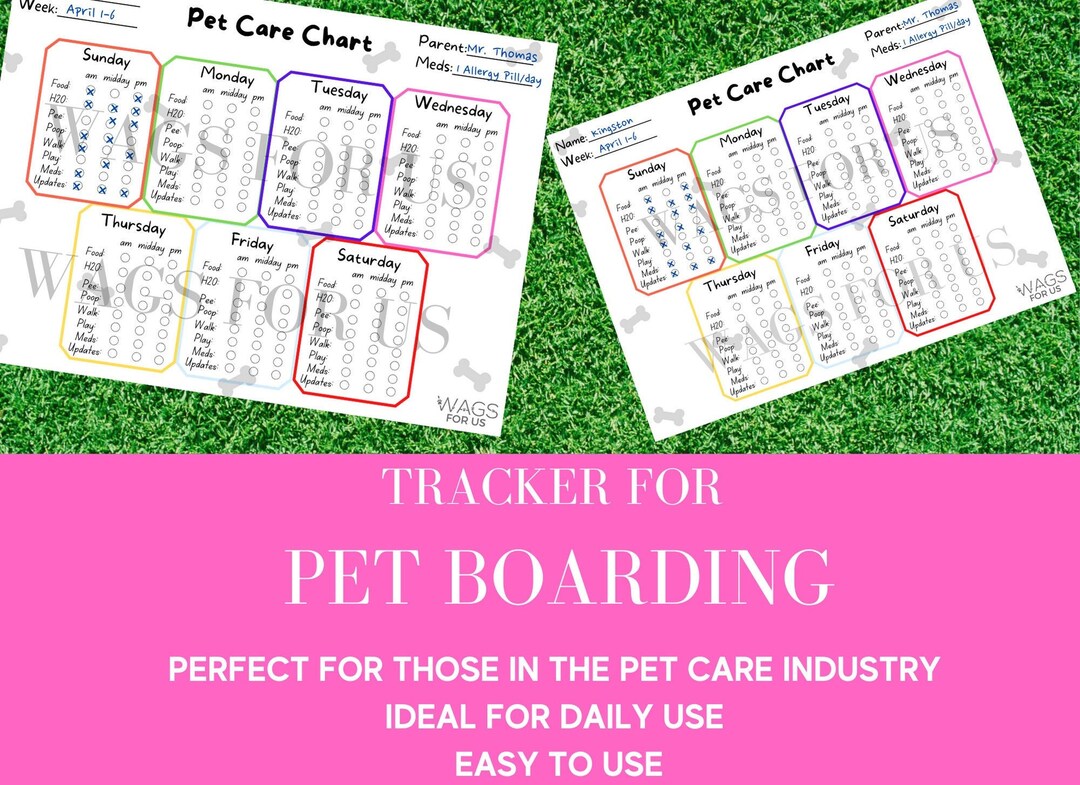 Daily Pet Care Tracker Sheet for Pet Boarding or Daycare | PERFECT for ...
