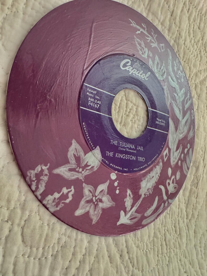 Painted Vinyl - “purple Floral” *glow in the Dark* - Etsy