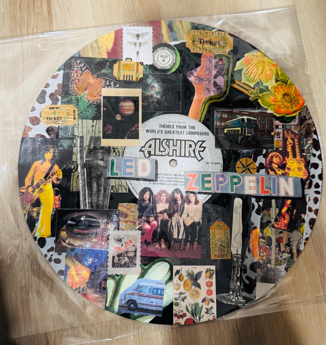 Led Zeppelin Themed Collage Vinyl Record Art - Etsy