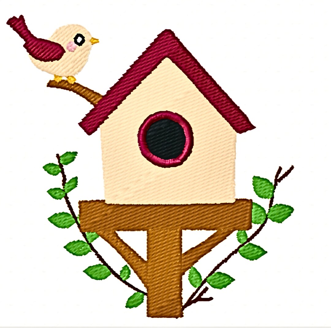 Birdhouse Machine Embroidery Design - Etsy
